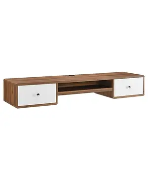 MODWAY Transmit 60 Wall Mount Wood Office Desk - Walnut White