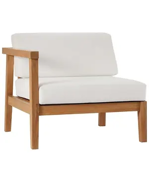 MODWAY Bayport Outdoor Patio Teak Wood Left-arm Chair - Natural White