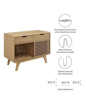 MODWAY Render Vinyl Record Display Stand - Oak