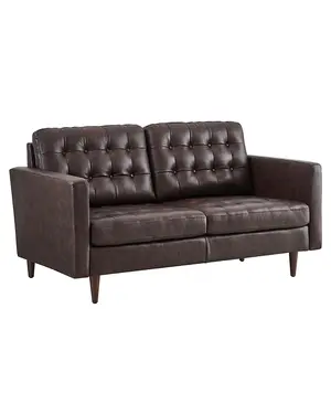 MODWAY Exalt Tufted Leather Loveseat - Brown