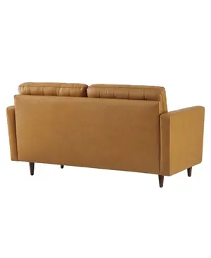 MODWAY Exalt Tufted Leather Loveseat - Tan