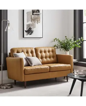 MODWAY Exalt Tufted Leather Loveseat