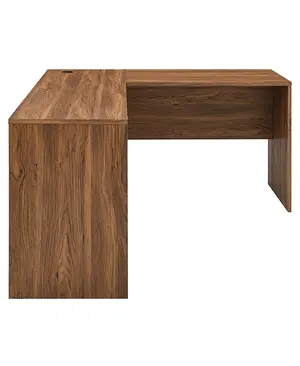 MODWAY Venture L-shaped Wood Office Desk - Walnut