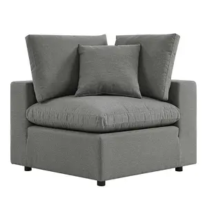 MODWAY Commix Overstuffed Outdoor Patio Corner Chair - Dark Grey