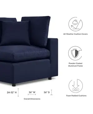 MODWAY Commix Overstuffed Outdoor Patio Corner Chair - Navy