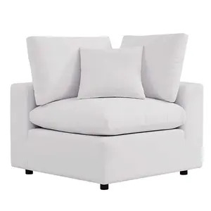 MODWAY Commix Overstuffed Outdoor Patio Corner Chair - White
