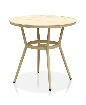 FURNITURE OF AMERICA Meri Aluminum Patio Round Dining Table - Natural Tone