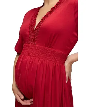 INGRID & ISABEL Deep V Smocked Maternity Dress