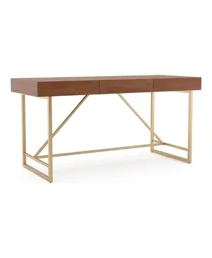 FURNITURE OF AMERICA Axole Metal Base Desk With Drawer - Light Walnut