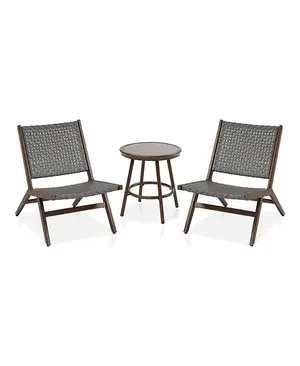 FURNITURE OF AMERICA Morrow Aluminum And Fe Wicker Outdoor Bistro, Set Of 3 - Dark Grey