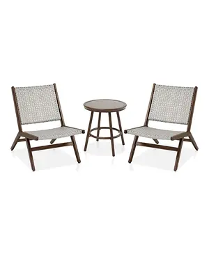 FURNITURE OF AMERICA Morrow Aluminum And Fe Wicker Outdoor Bistro, Set Of 3 - Light Grey