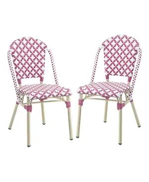 FURNITURE OF AMERICA Quade Aluminum And Pe Wicker Patio Dining Chairs, Set Of 2 - Pink