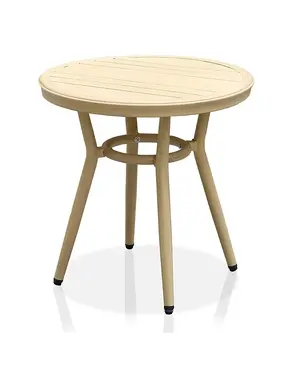 FURNITURE OF AMERICA Meri Aluminum Patio Round Side Table - Natural Tone