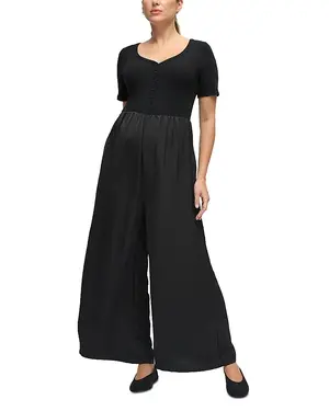 INGRID & ISABEL Mixed Media Jumpsuit - Black