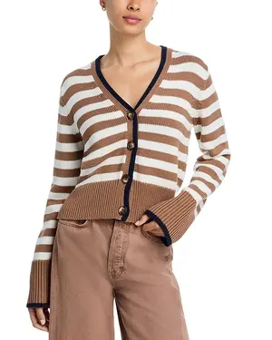 Veronica Beard Striped Cotton Cardigan