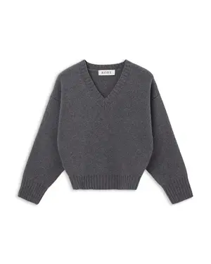 RÓHE Wool Sculptural V Neck Sweater - Mid Grey