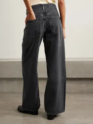 AGOLDE Vana Draped Low-rise Wide-leg Jeans - Black