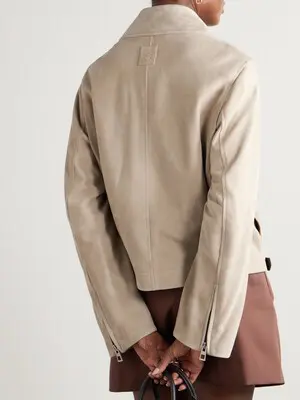 Loewe Buckle-embellished Leather-trimmed Suede Jacket