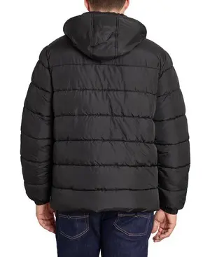 IZOD Fleece Lined Heavyweight Puffer Jacket - Black