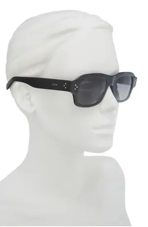Celine 3 Dots 53mm Rectangular Sunglasses - Shiny Black /smoke