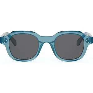 Celine 3 Dots 48mm Round Frame Sunglasses - Shiny Light Blue/blue
