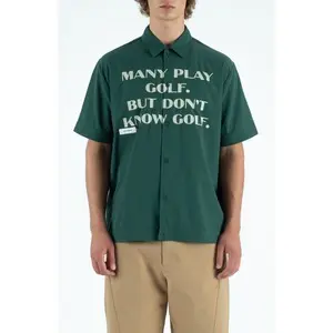 STUDENTS Educate Graphic Short Sleeve Button-up Shirt