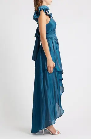 Lulus Juni Ruffle Shoulder High-low Gown