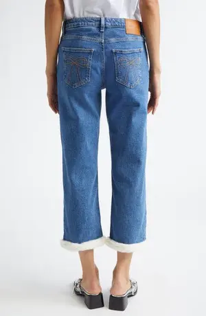 Sandy Liang Moni Faux Fur Trim Jeans