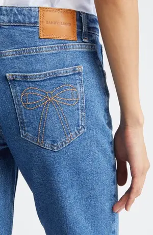 Sandy Liang Moni Faux Fur Trim Jeans