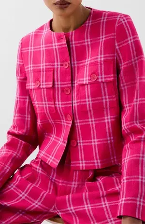 SCALPERS Linen Check Blazer