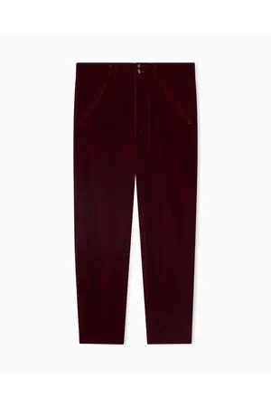 Giorgio Armani Velvet Flat-front Trousers - Red