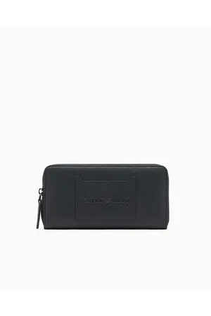 Emporio Armani Tumbled Leather Wallet With Wrap-around Zip - Black