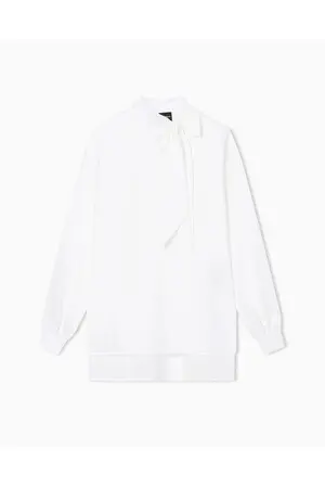 Emporio Armani Fluid Crêpe Blouse With Tie Neck - White