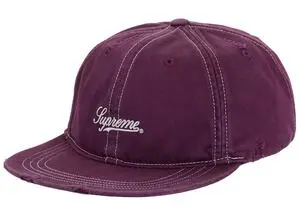 Supreme Distressed Script 6-panel Cap - Red
