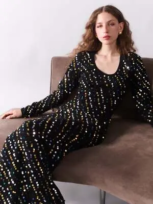 DVF X HENRY ZANKOV Sequin Knit Maxi Dress