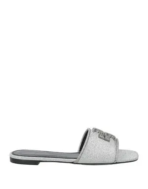 Tory Burch Leather Slides - Silver