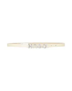 Hugo Cow Leather Skinny Belt - Beige