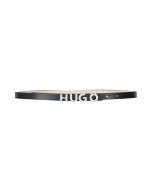 Hugo Cow Leather Skinny Belt - Black