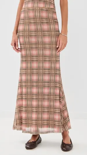 ANOTHER GIRL Mesh Plaid Print Skirt