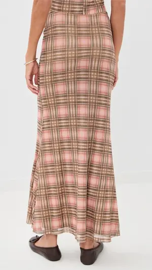 ANOTHER GIRL Mesh Plaid Print Skirt