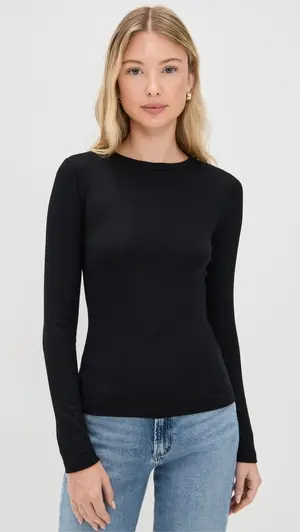 Madewell Modal Ribbed Long Sleeve Crewneck Top
