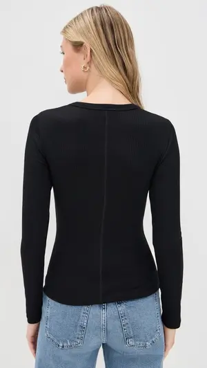 Madewell Modal Ribbed Long Sleeve Crewneck Top