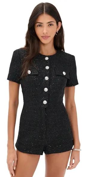 Bardot Estelle Boucle Romper - Black