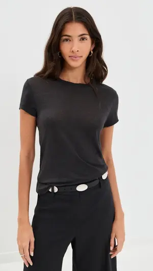 IRO PARIS Round Neck Linen T-shirt - Black