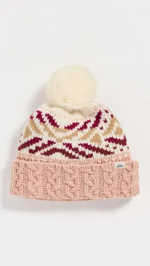 Faherty Brand Fair Isle Beanie With Yarn Pom - Misty Rose