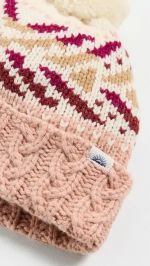 Faherty Brand Fair Isle Beanie With Yarn Pom - Misty Rose