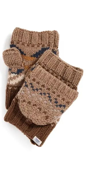 Faherty Brand Fair Isle Mittens - Brown