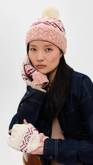 Faherty Brand Fair Isle Mittens - Misty Rose