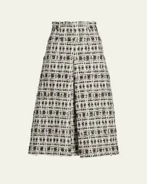 SERGIO HUDSON Box-pleat Tweed Midi Skirt