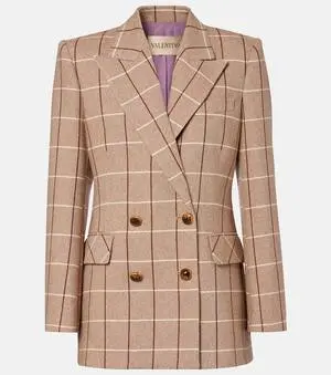 Valentino Garavani Checked Double-breasted Virgin Wool Blazer